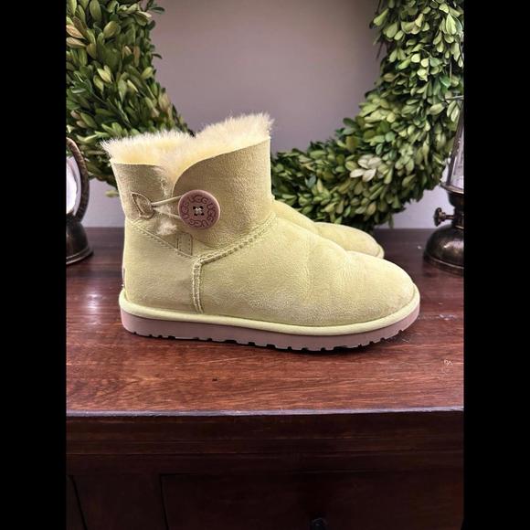 Shoes | Ugg Mini Bailey Button Boots Mint Green 6 | Poshmark